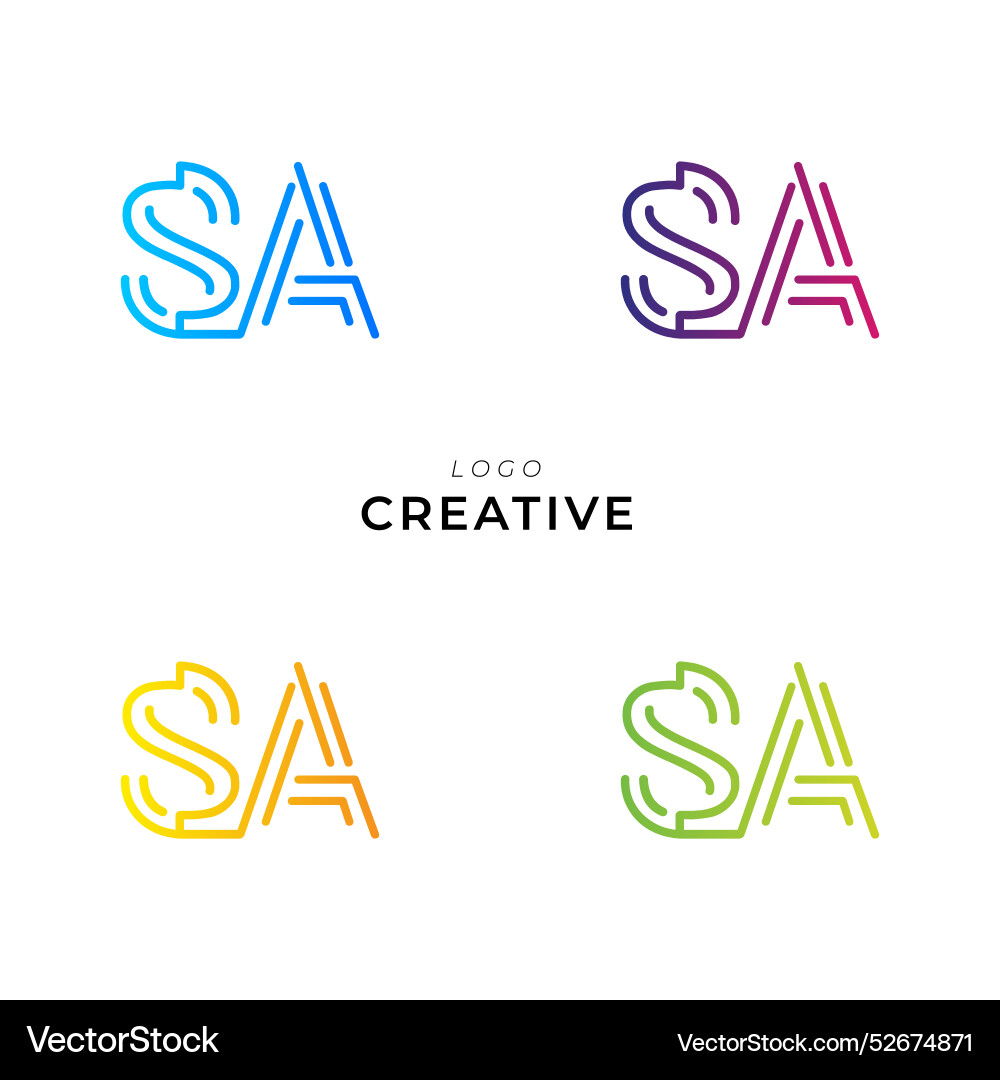 Sa creative latter logo design branding Royalty Free Vector