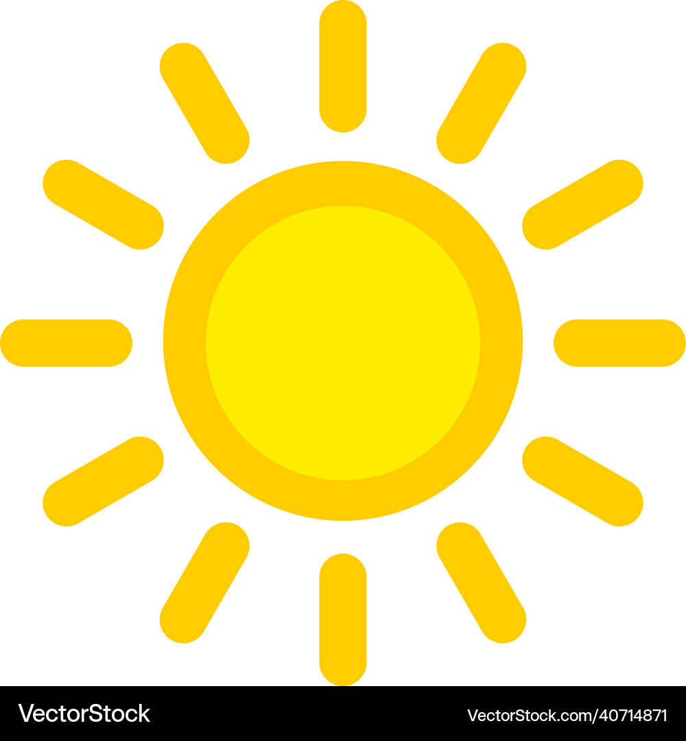 Sun icon bright yellow sol symbol with rays Vector Image
