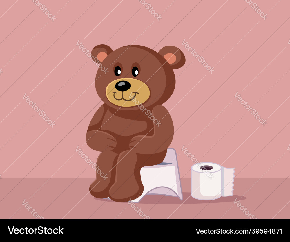 Teddy bear potty training cartoon Royalty Free Vector Image