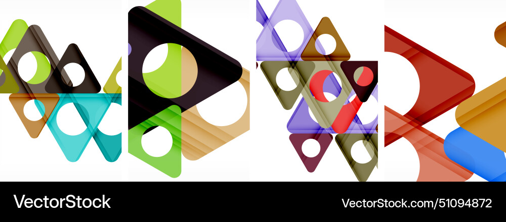 A bunch of different colored triangles with holes Vector Image