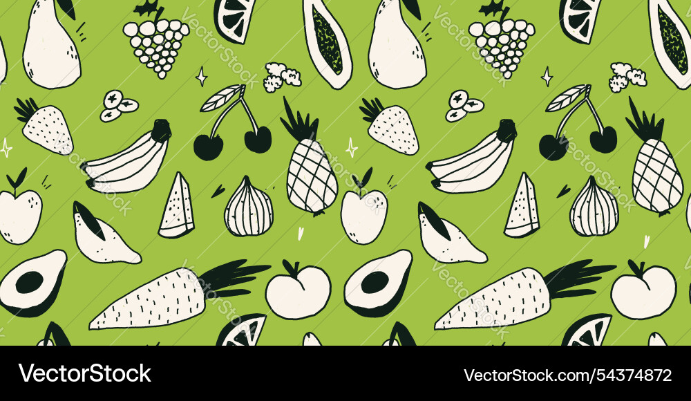 Background with tropical fruits white and green Vector Image