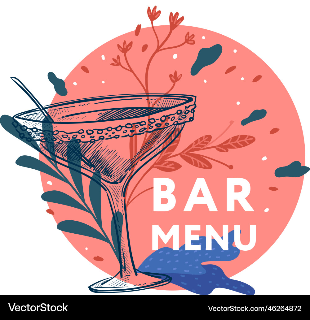 Bar menu cocktails and drinks alcohol beverages Vector Image