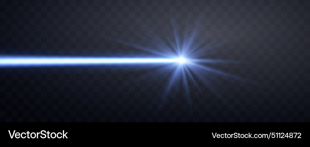 Blue horizontal laser beam neon line Royalty Free Vector