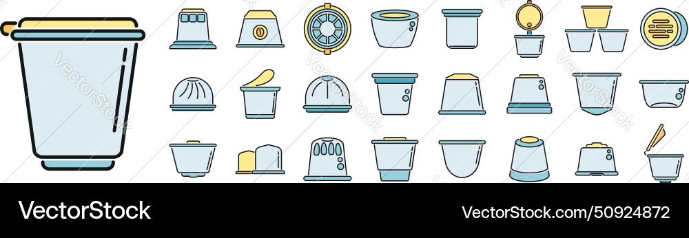 Capsule coffee icons set color line Royalty Free Vector