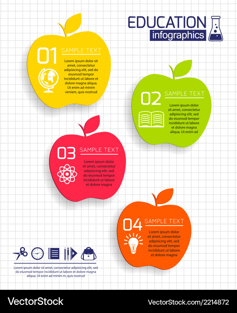 Education apple infographic Royalty Free Vector Image