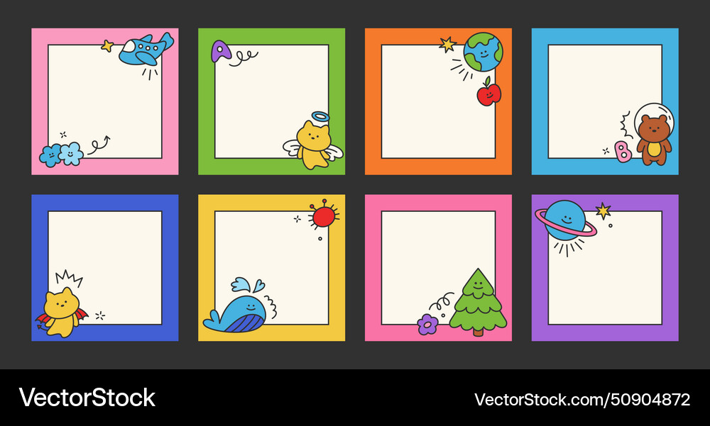 Frame set of kid cute sheets with childish Vector Image