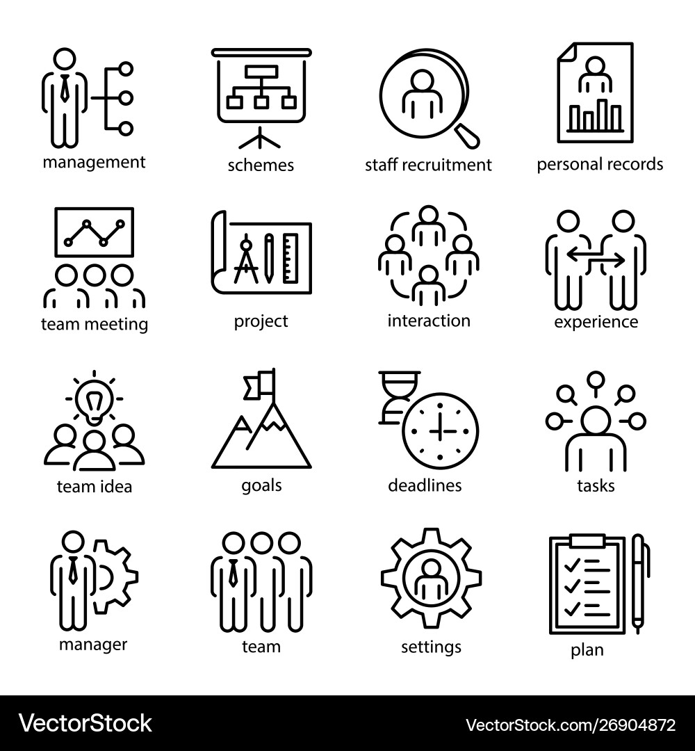 Management linear or outline isolated icons Vector Image