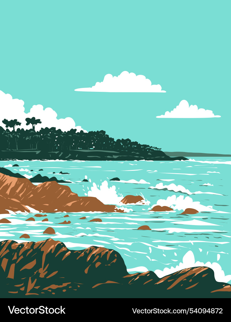 Pebble beach from 17 mile drive in monterey Vector Image