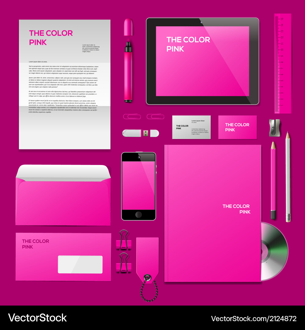 Pink corporate id mockup Royalty Free Vector Image