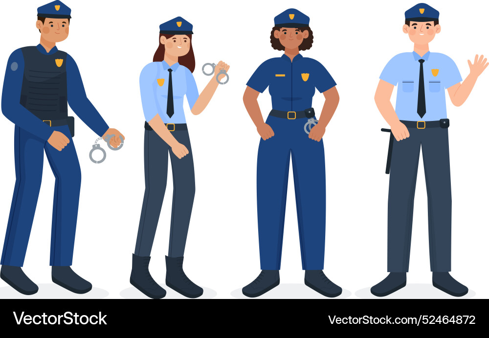 Police officers set Royalty Free Vector Image - VectorStock
