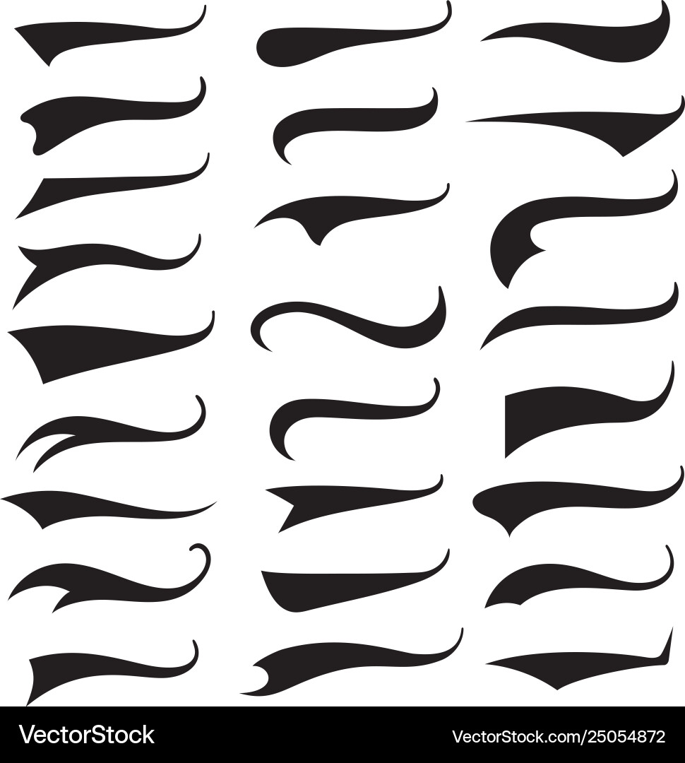 Swash and swooshes tails typography set brush Vector Image