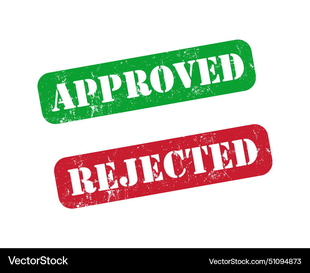Approved and rejected rubber stamp design Vector Image