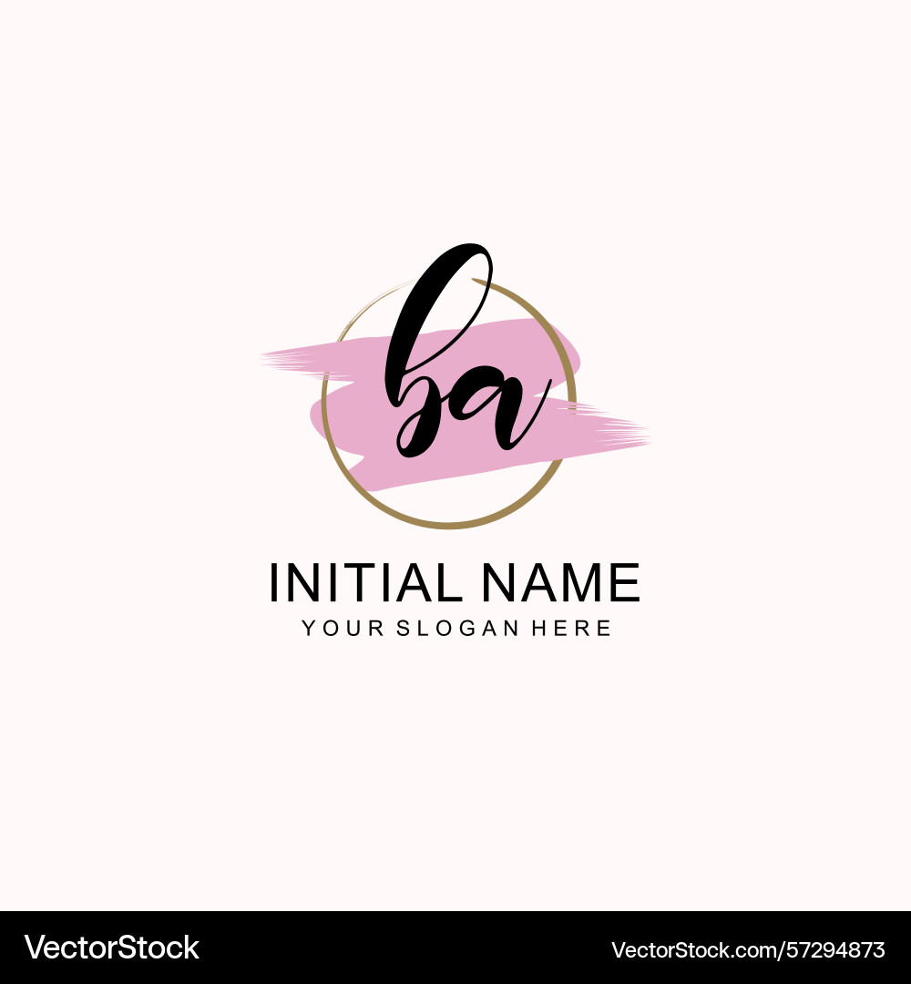 Ba modern handwritten logo with artistic brush Vector Image