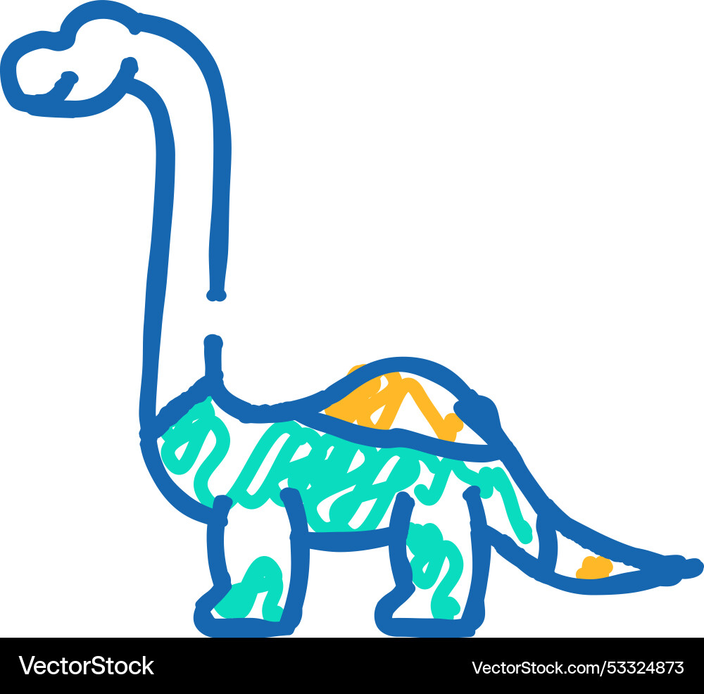 Brachiosaurus dinosaur animal icon doodle Vector Image