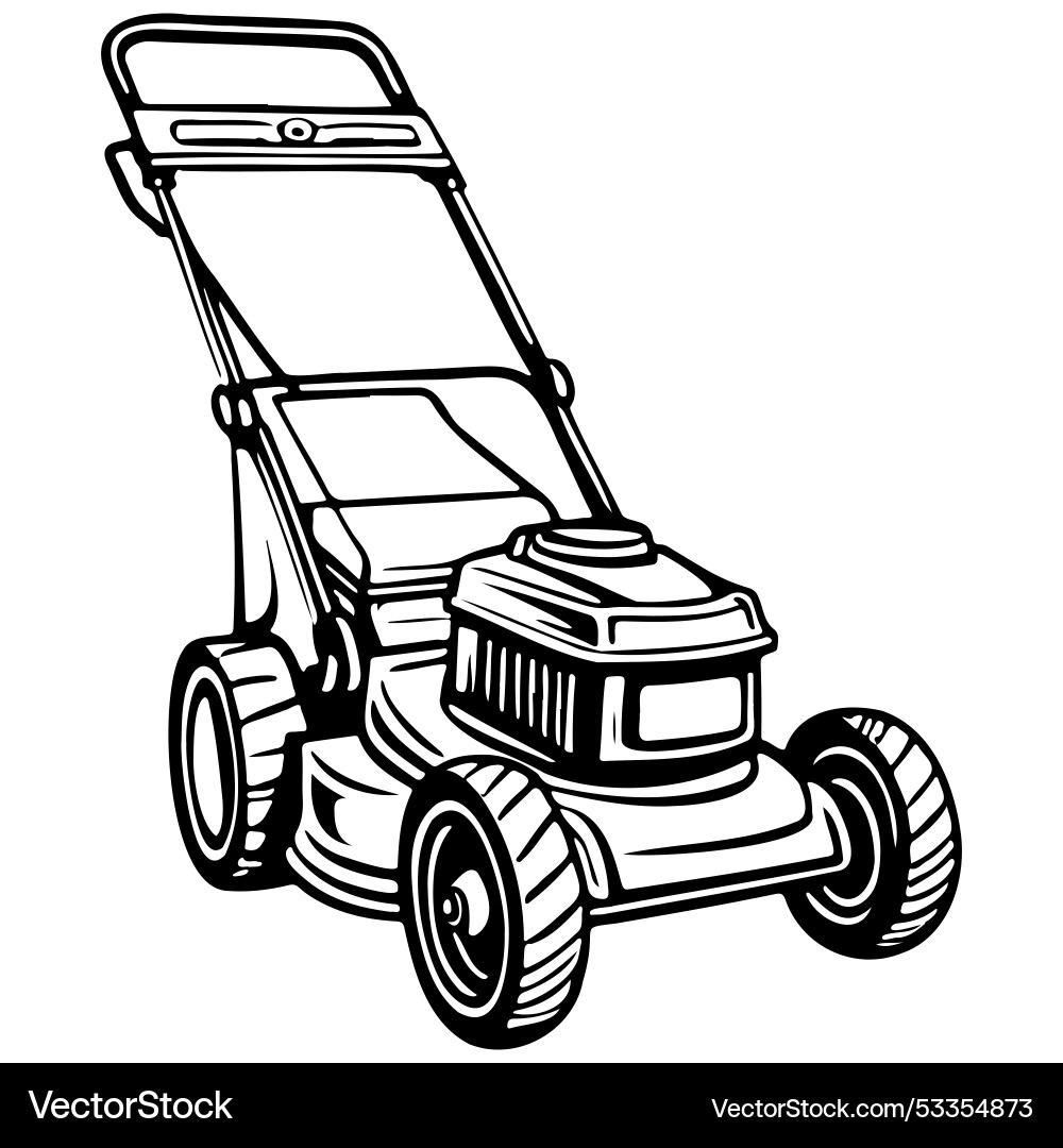 Cartoon lawnmower drawing realistic hand Vector Image