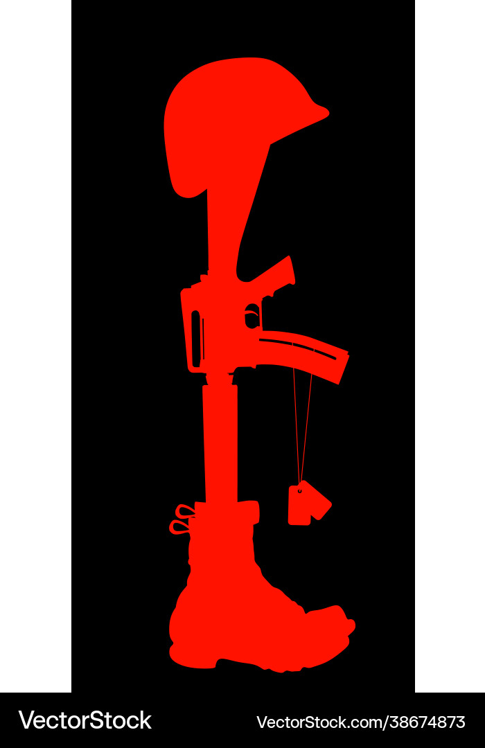 Fallen soldier symbol silhouette Royalty Free Vector Image