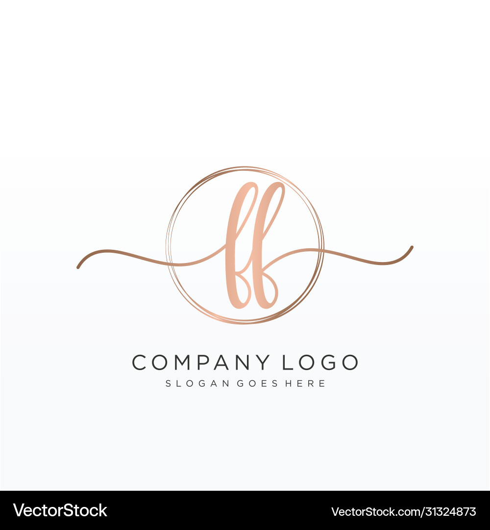 Ff initial handwriting logo design Royalty Free Vector Image
