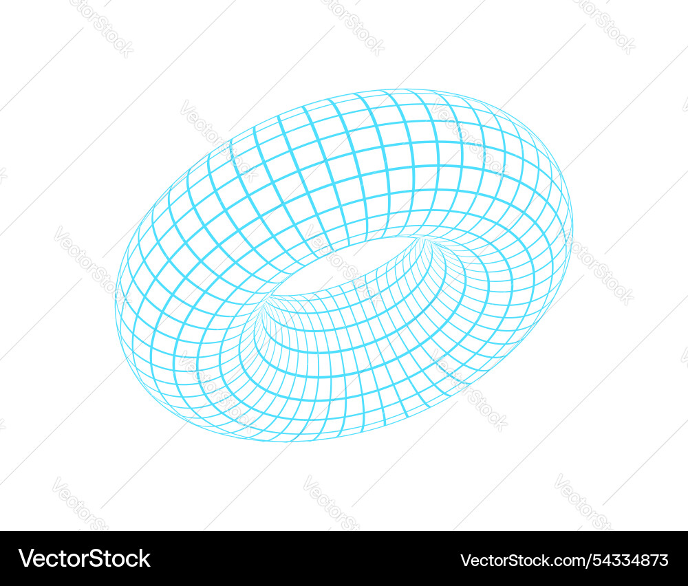 Geometric 3d wireframe donut Royalty Free Vector Image