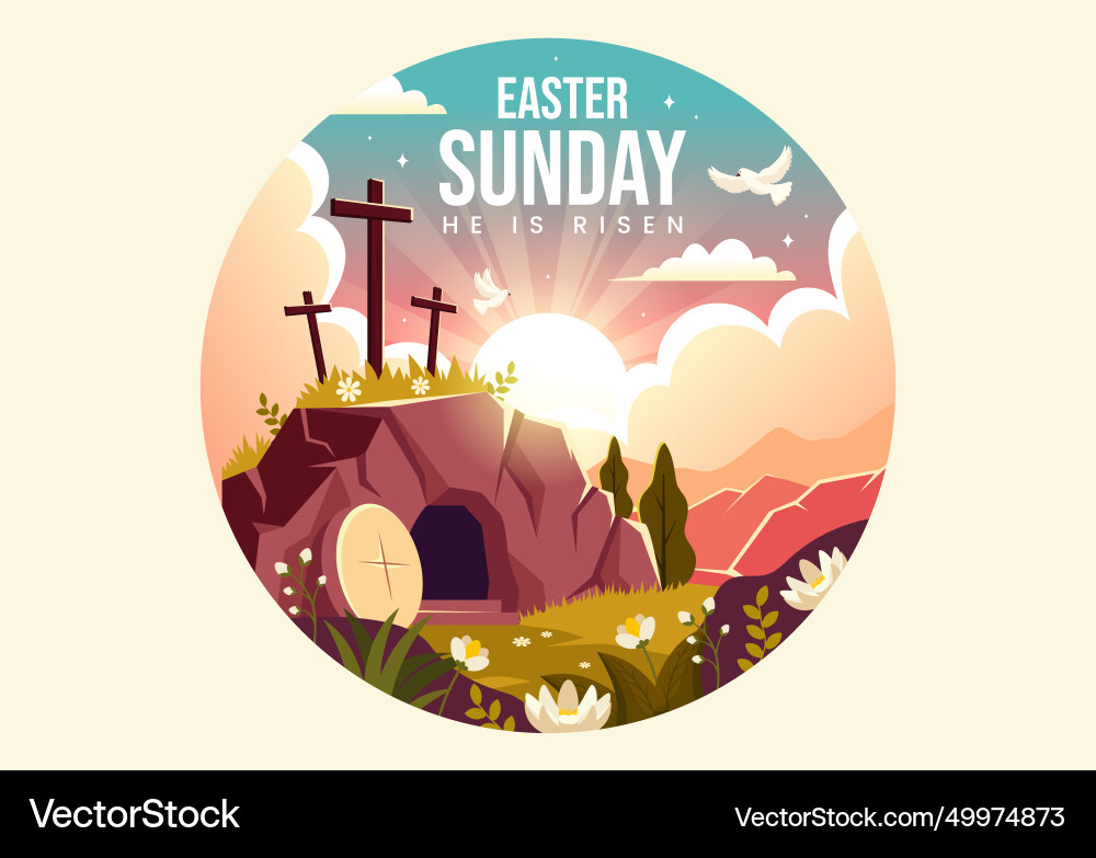 Happy easter sunday of jesus he is risen Vector Image