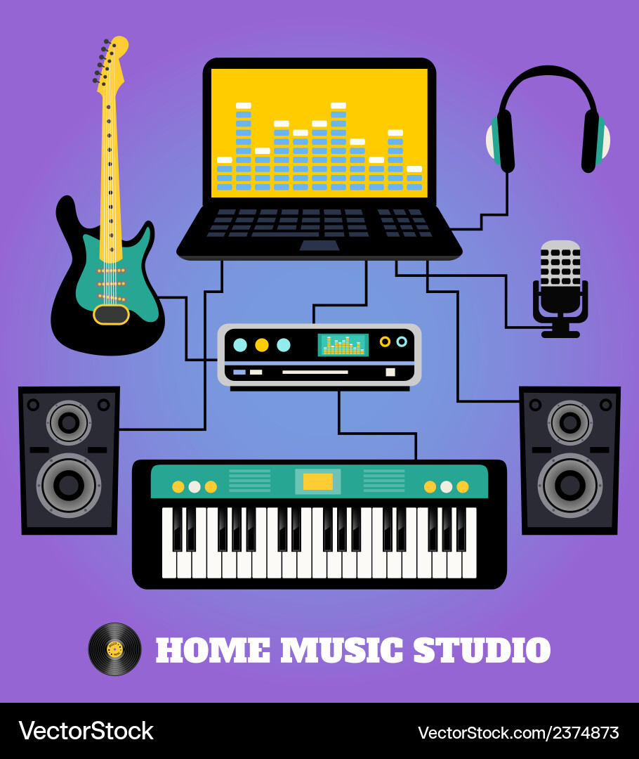 Home music studio Royalty Free Vector Image - VectorStock