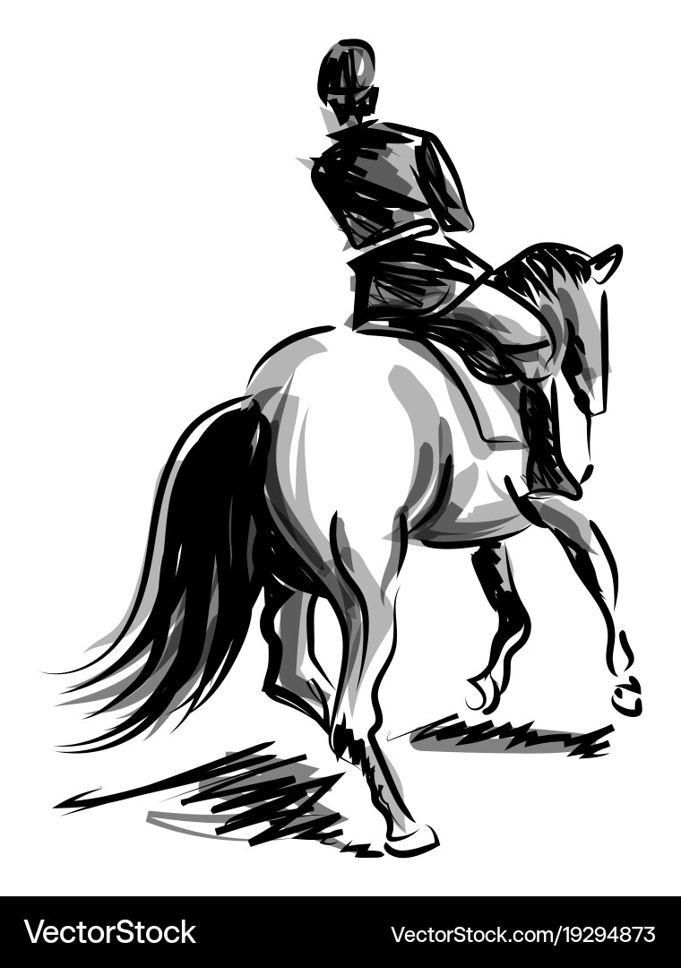Ink sketch rider on horseback Royalty Free Vector Image