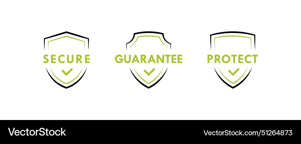 Shield line badges with secure guarantee Vector Image