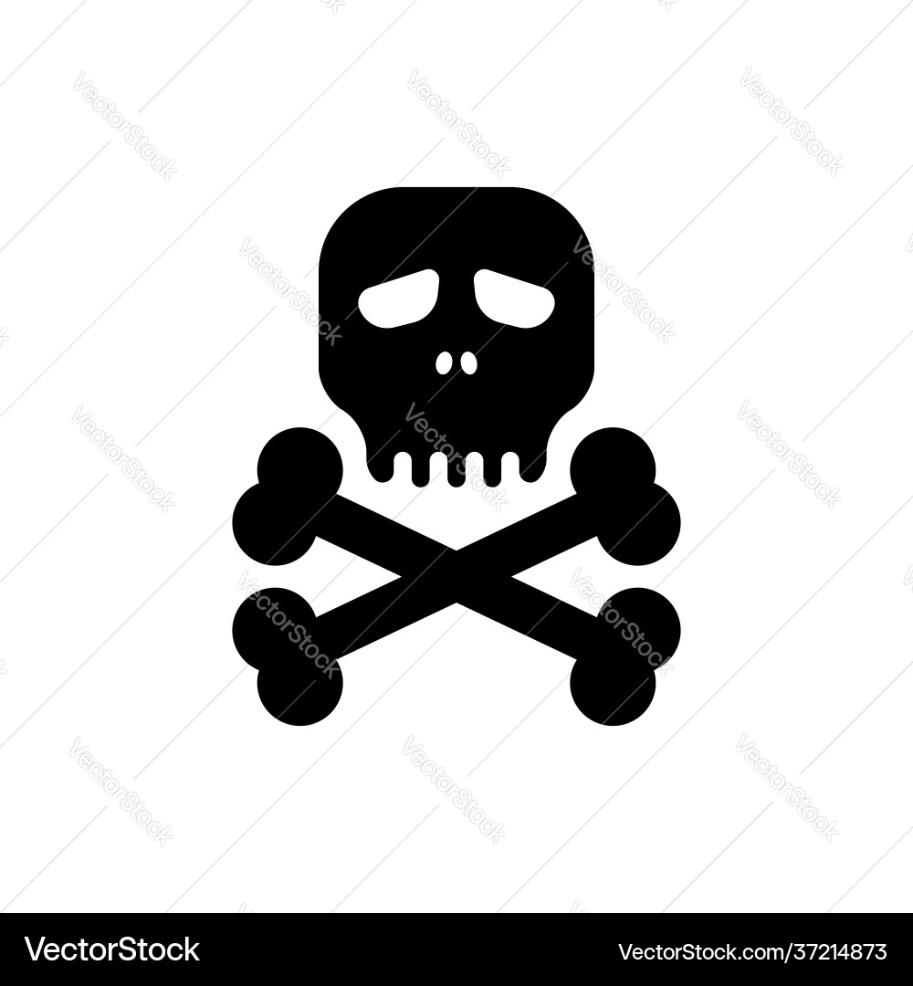 Simple black skull bones icon Royalty Free Vector Image