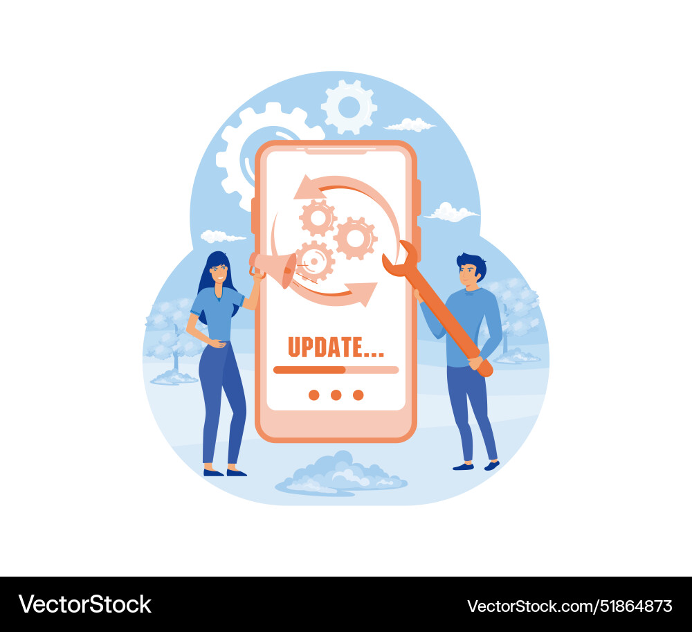 Software update people for mobile app design Vector Image