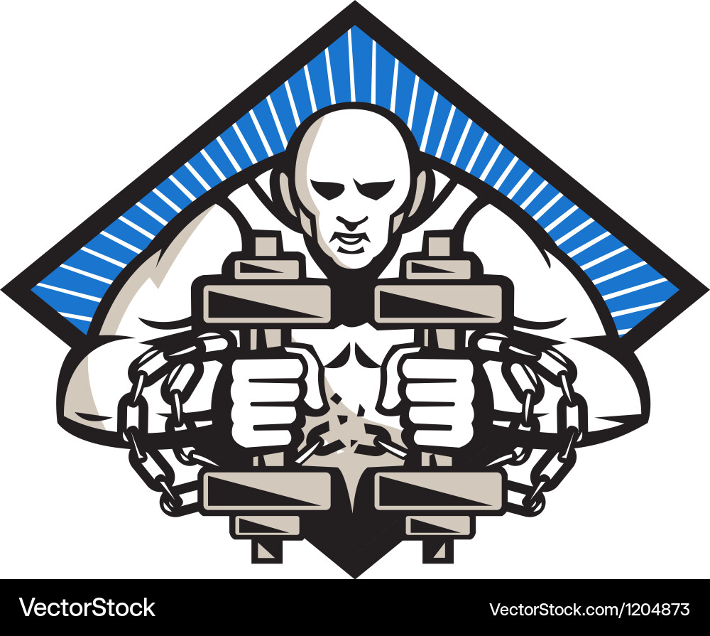 Strongman with dumbbell in chains Royalty Free Vector Image