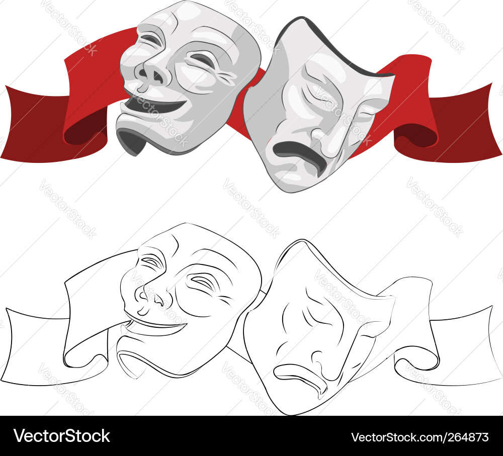 Tragic and Comic Masks Royalty Free Vector Image
