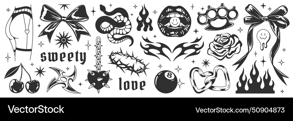 Y2k tattoo Vector Images & Graphics for Commercial Use | VectorStock