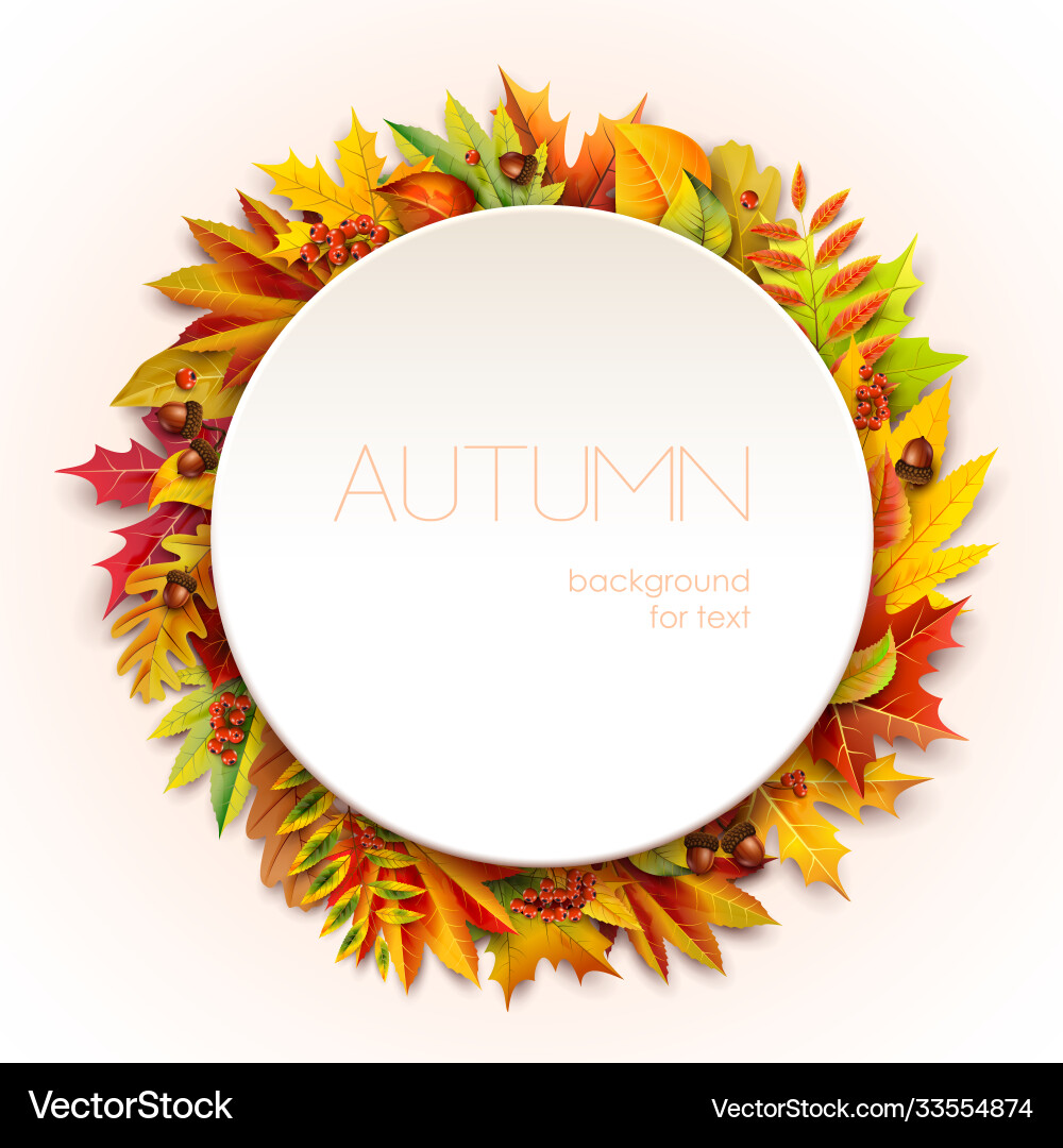Autumn round frame for your text decorated Vector Image