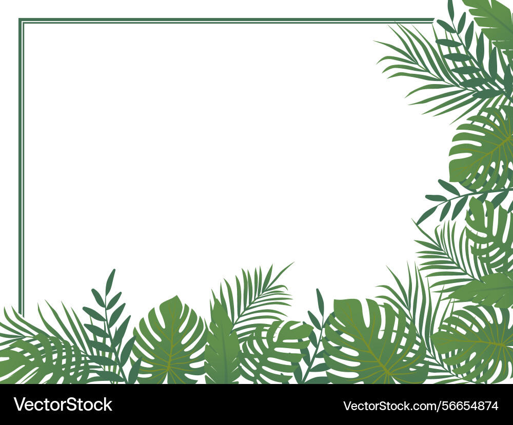 Bright horizontal corner frame of tropical Vector Image