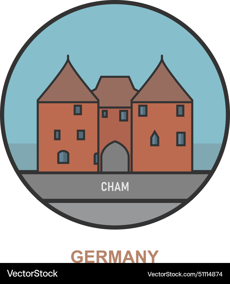 Cham cities and towns in germany Royalty Free Vector Image