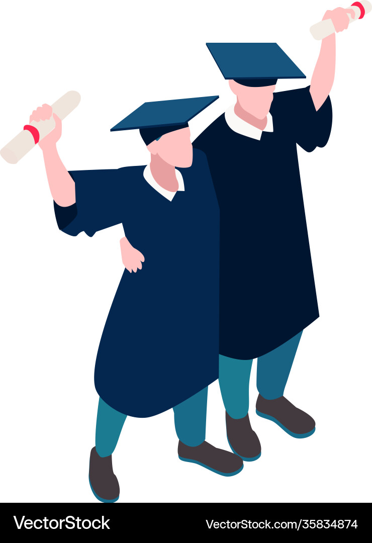 Graduation isometric Royalty Free Vector Image