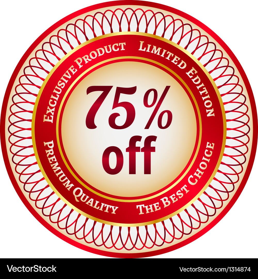 Label on 75 percent discount Royalty Free Vector Image
