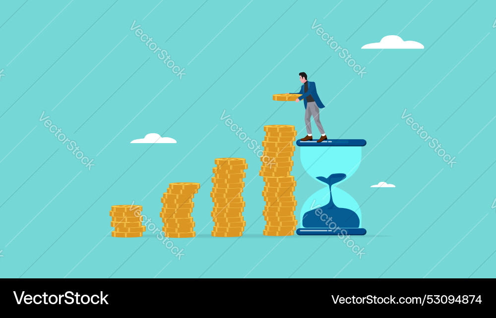 Long term investment concept growth earning from Vector Image
