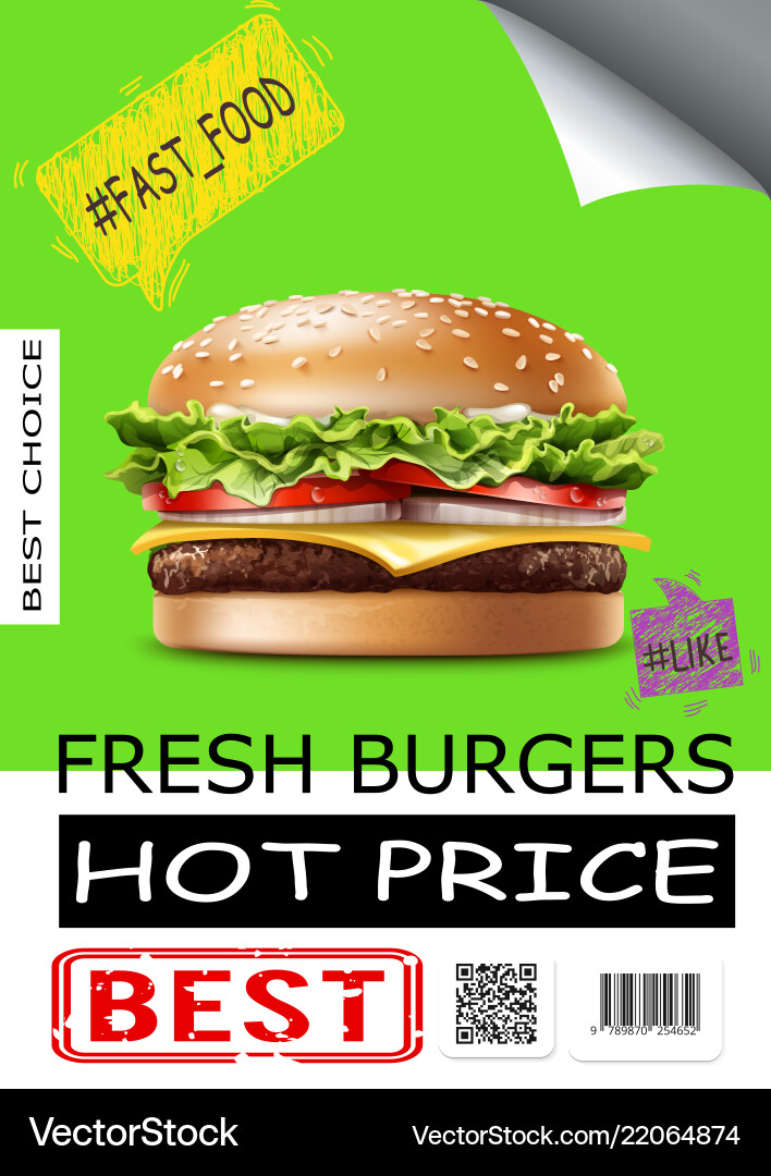 Realistic fast food advertising poster Royalty Free Vector