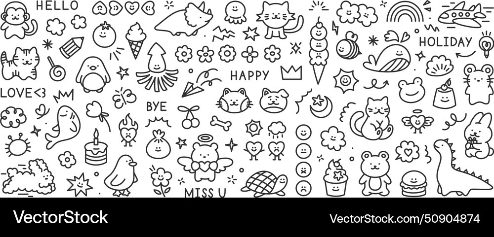 Scribble kid doodle icons set cute hand drawn Vector Image