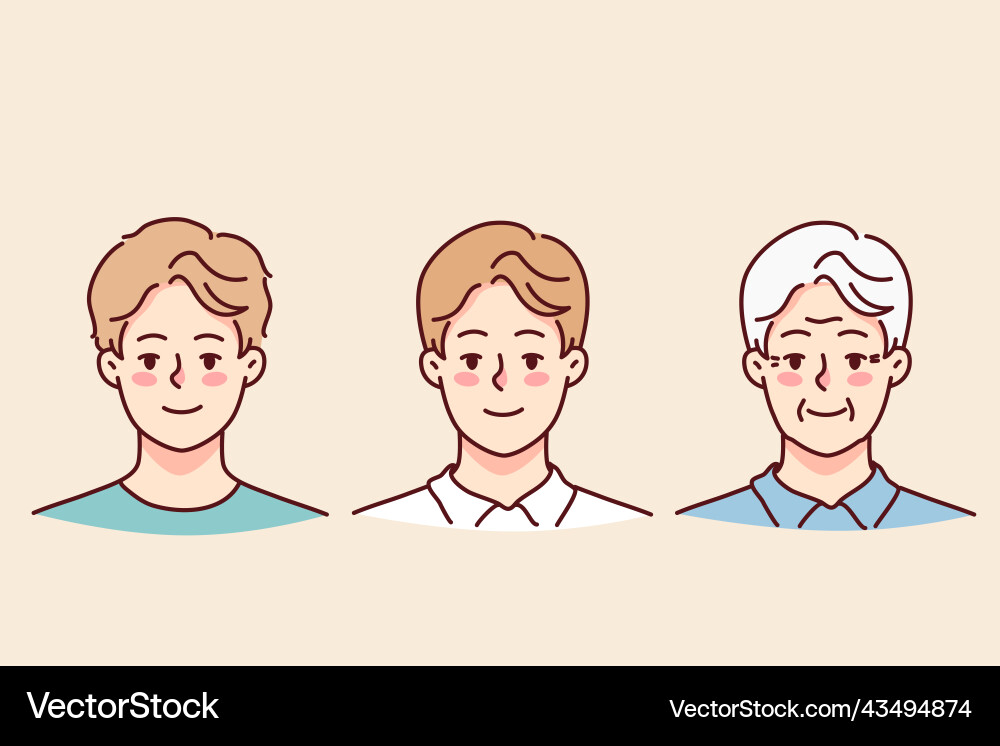 Set of man aging Royalty Free Vector Image - VectorStock