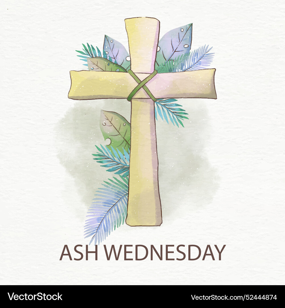 Watercolor Ash Wednesday Cross Royalty Free Vector Image