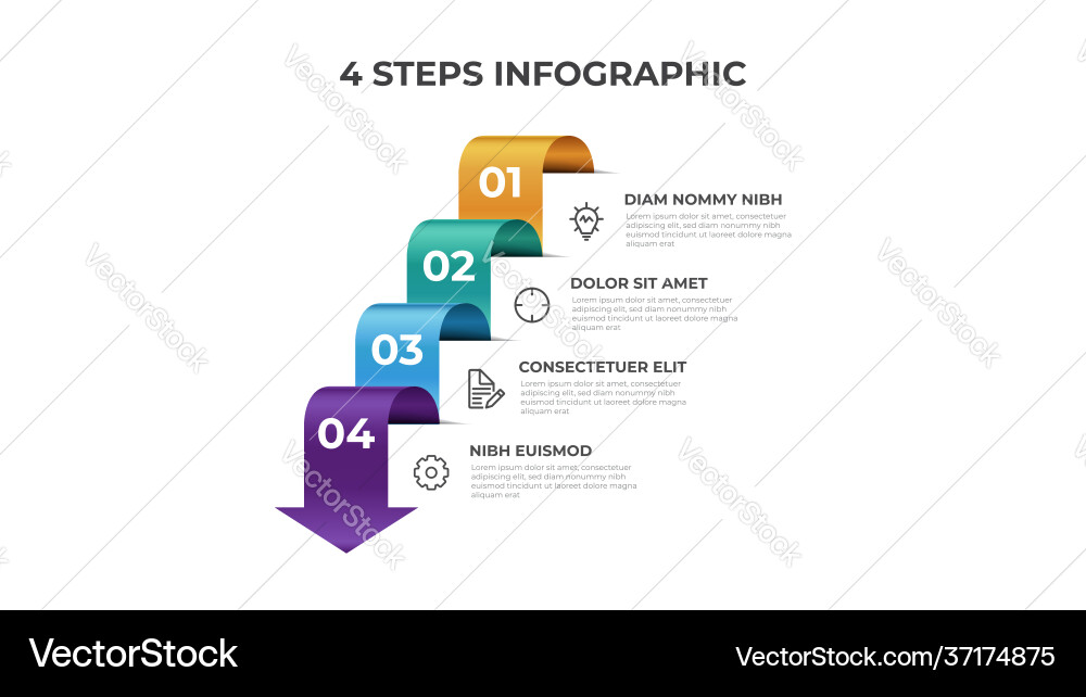 4 points steps infographic element template Vector Image