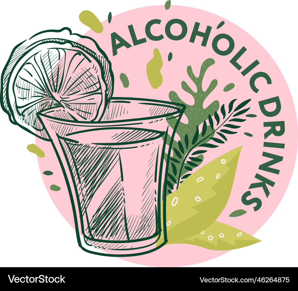 Alcoholic drinks shots and cocktails Royalty Free Vector