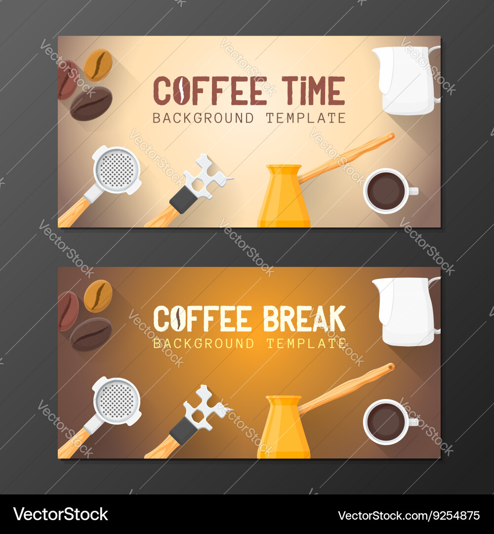 Coffee break banner backdrops templates Royalty Free Vector