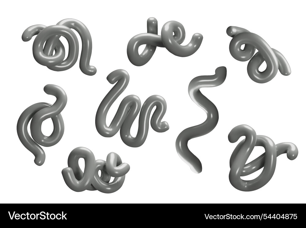 Collection of 3d abstract silver curves Royalty Free Vector