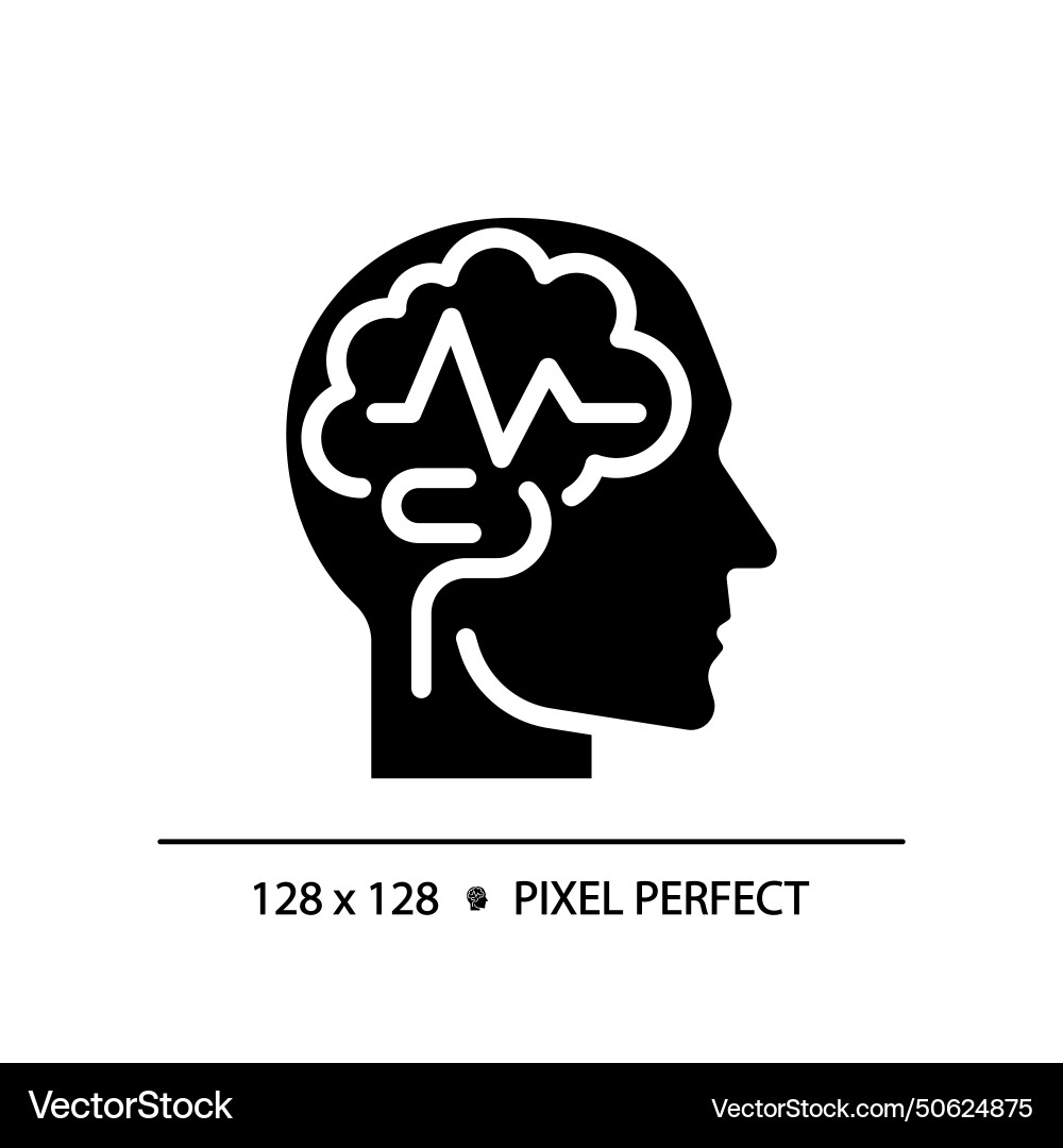 Epilepsy brain black glyph icon Royalty Free Vector Image