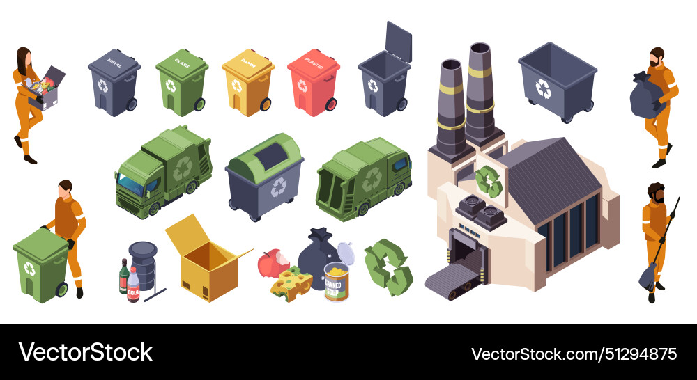 Isometric recycling themed Royalty Free Vector Image