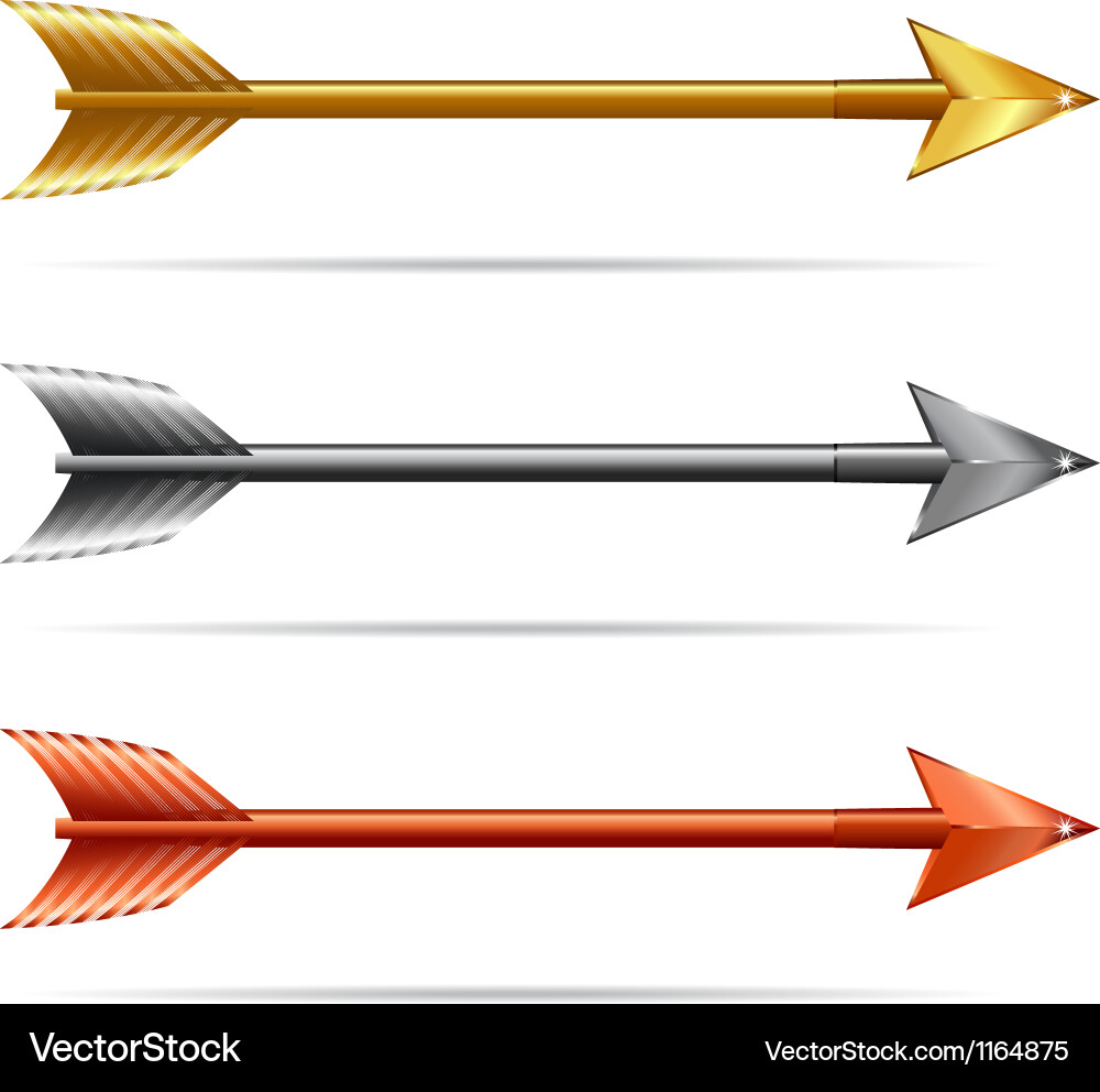 Metallic Arrows - Gold, Silver, Bronze Royalty Free Vector