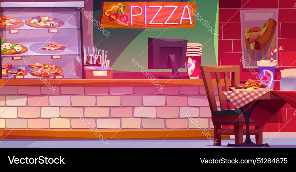 Pizza restaurant interior Royalty Free Vector Image