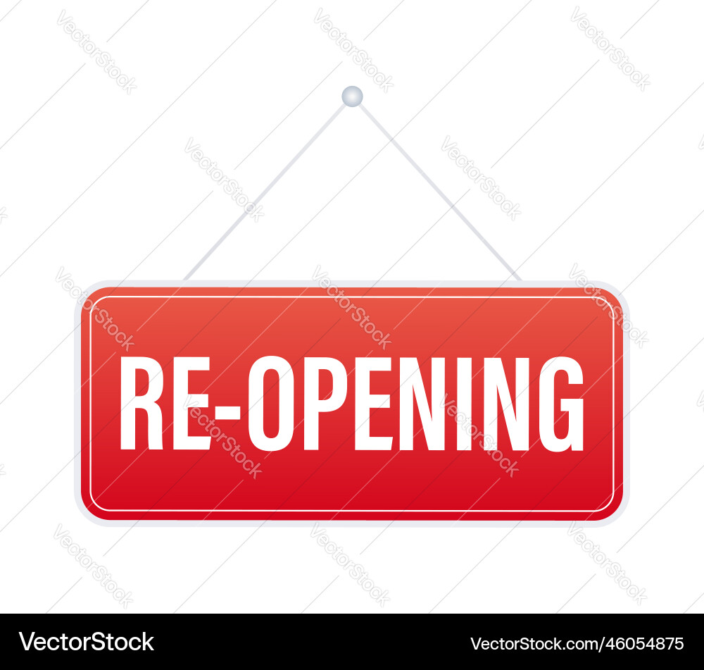 Reopening Sign - Red Door Royalty Free Vector Image